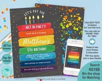 Color Run Birthday Party Invitation Editable Printable - Etsy