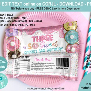Donut Three is so Sweet 3rd Birthday Rice Treat Krispie - Etsy