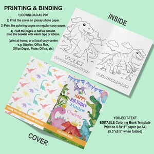 EDITABLE Dinosaur Siblings Boy Girl Coloring Book. 8.5x11 Inch (5.5x8.5 ...