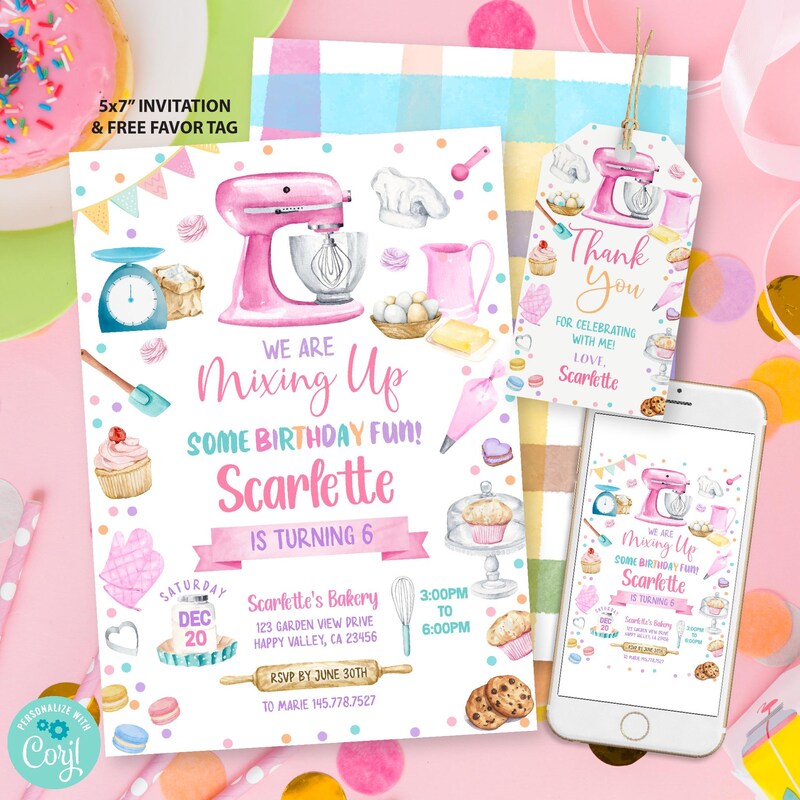 Baking Birthday Invitation - Etsy