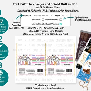 EDITABLE Happy Mother's Day Candy Bar Wrapper Template. Floral Party ...