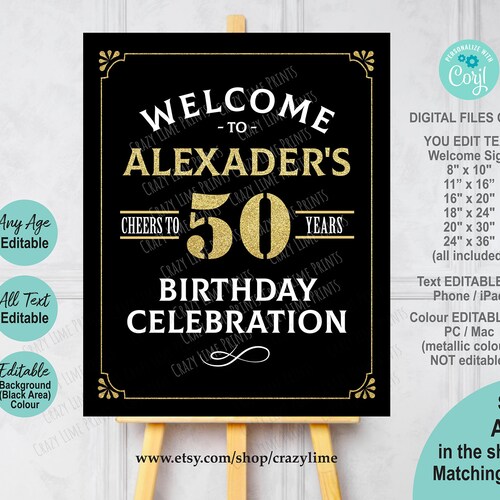 Cheers And Beers To 50 Years Printable Sign 50th Birthday Etsy