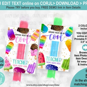 EDITABLE Popsicle Gift Tag. End of School Year Summer Freeze - Etsy