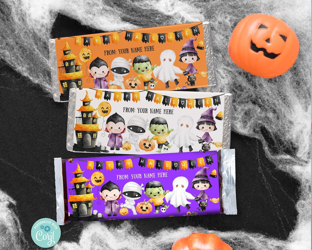 Halloween Chocolate Candy Bar Wrapper. Kid Monster Costume Party Treat ...