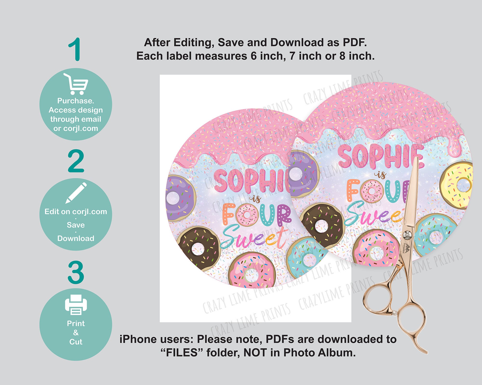 Editable Donut Fourever Sweet Plate Label Template. Printable | Etsy