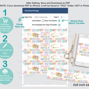 EDITABLE Pastel Art Painting Party Water Bottle Label Template ...