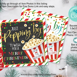 EDITABLE Christmas Gift Tag. Just Popping by to Wish You A Merry ...