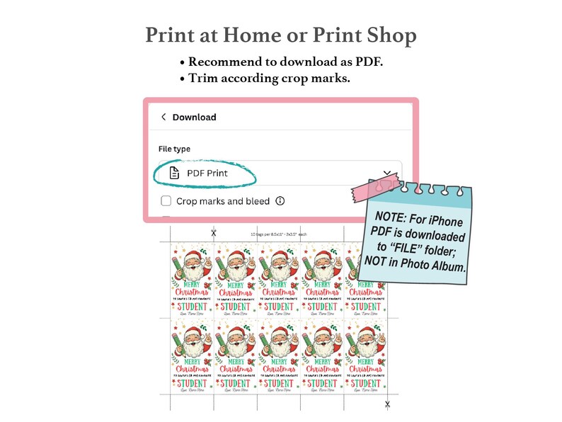 EDITABLE Merry Christmas School Gift Tag | From Teacher to Student ...