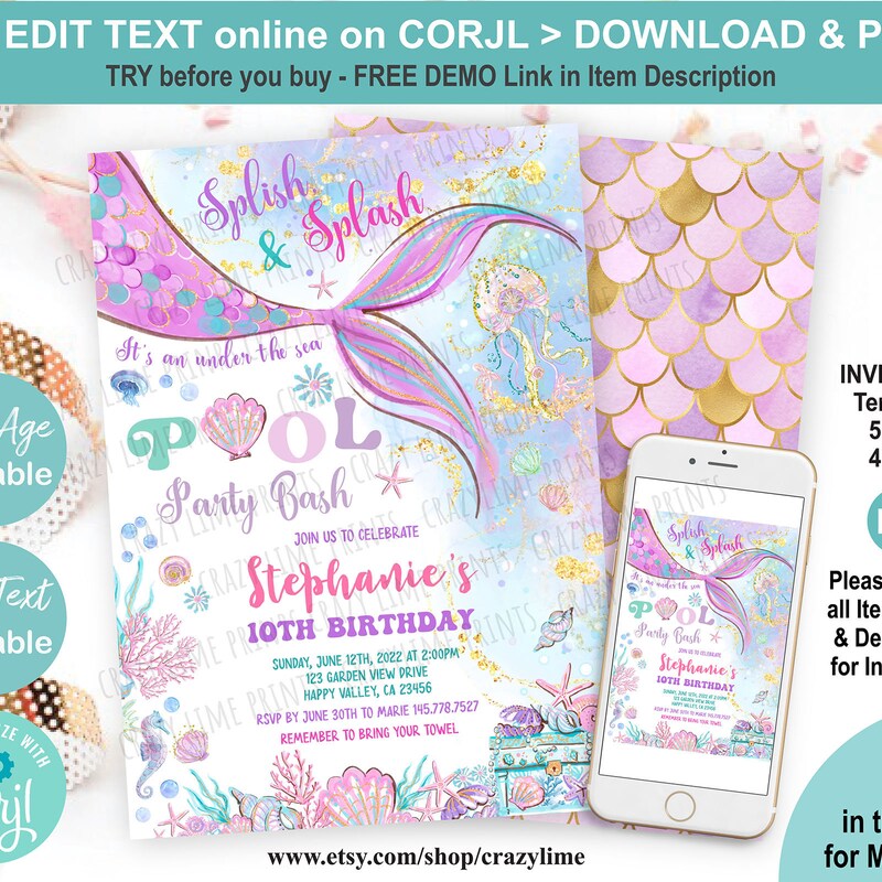 Mermaid Pool Party - Etsy