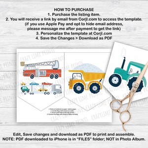 EDITABLE Transportation Happy Birthday Party Banner. Kid Boy Cars and ...