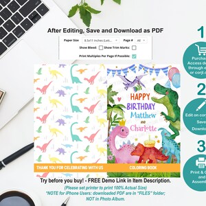 EDITABLE Dinosaur Siblings Boy Girl Coloring Book. 8.5x11 Inch (5.5x8.5 ...
