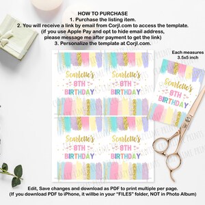 EDITABLE Pastel Art Party Birthday Juice Pouch Label. Printable Kid ...