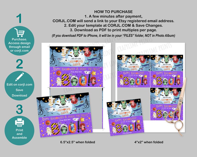 EDITABLE Halloween Treat Bag Topper Template. Printable Cute - Etsy