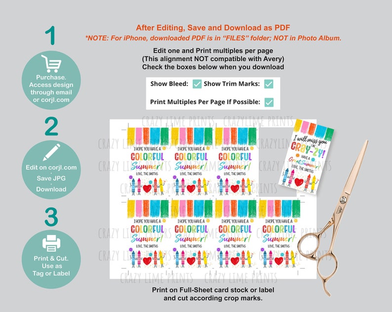 EDITABLE End of School Year Crayon Gift Tag. I Will Miss You - Etsy