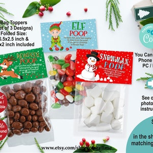 EDITABLE Reindeer Poop, Elf Poop & Snowman Poop Treat Bag Topper ...