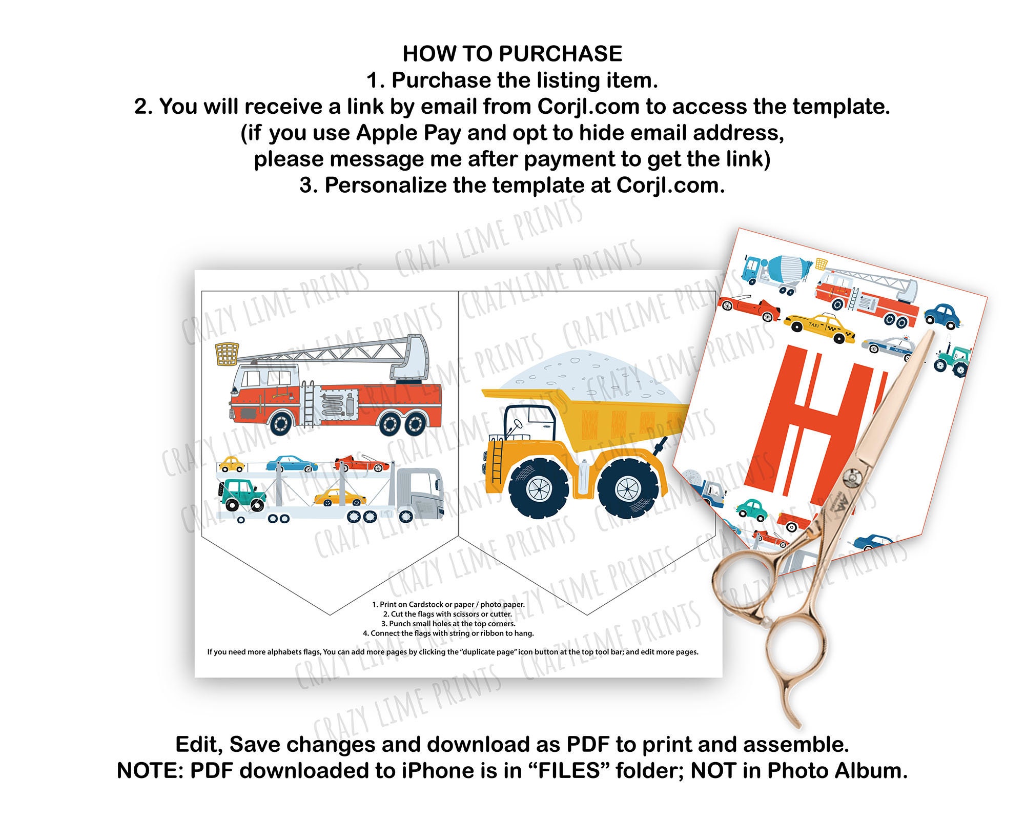 EDITABLE Transportation Happy Birthday Party Banner. Kid Boy | Etsy