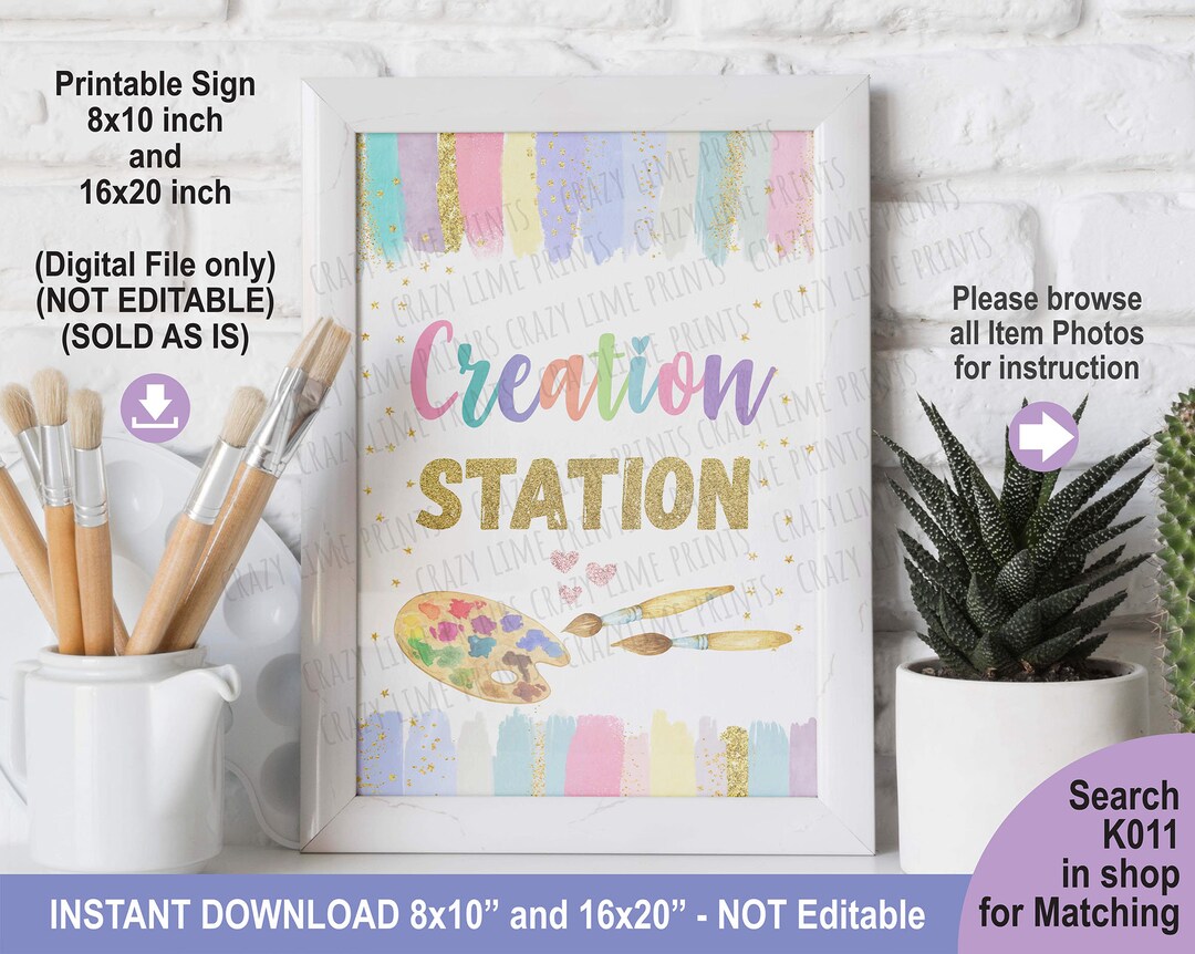 Pastel Girl Art Party Decoration Sign. Painting Art Jamming Birthday ...