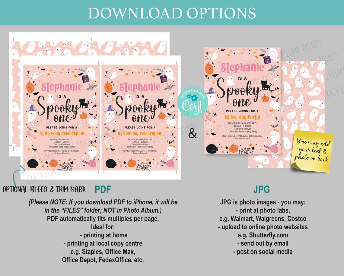 EDITABLE Spooky One Birthday Invitation Template. Personalised - Etsy