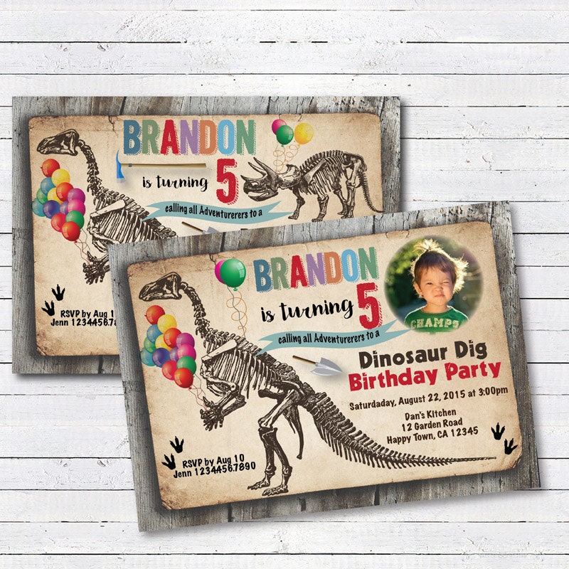 Dinosaur invitation. Boy kids dinosaur dig birthday party. | Etsy