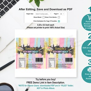 Girl Art Party Birthday Chocolate Candy Bar Wrapper Printable Editable ...