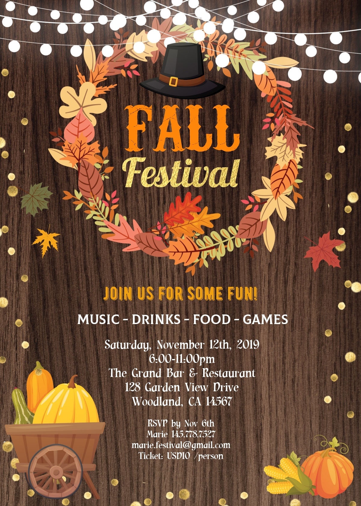 Fall Festival Invitation. EDITABLE Invite Flyer Template. - Etsy