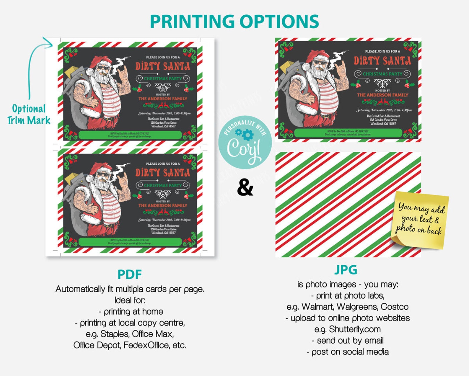 Dirty Santa Christmas Party Invitation. EDITABLE Invite Template. Fun ...