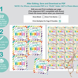 End of School Year Bubble Wand Gift Tag Editable Template. Personalised ...