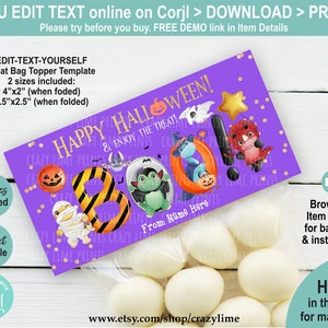 EDITABLE Halloween Treat Bag Topper Template. Printable Cute - Etsy