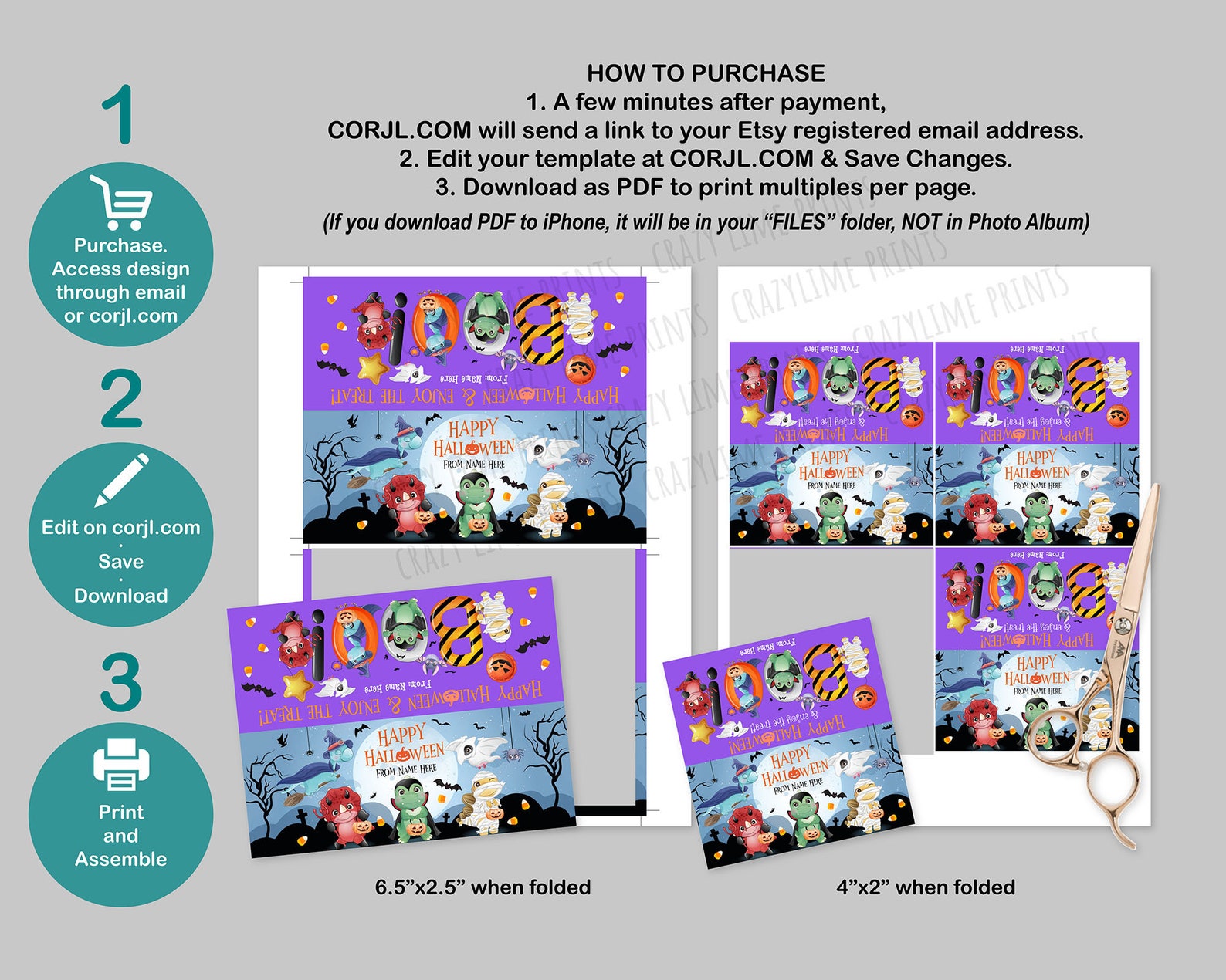 EDITABLE Halloween Treat Bag Topper Template. Printable Cute - Etsy