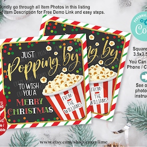 EDITABLE Christmas Gift Tag. Just Popping by to Wish You A Merry ...