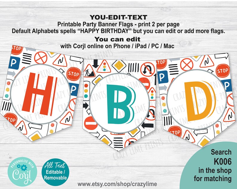 EDITABLE Transportation Happy Birthday Party Banner. Kid Boy - Etsy