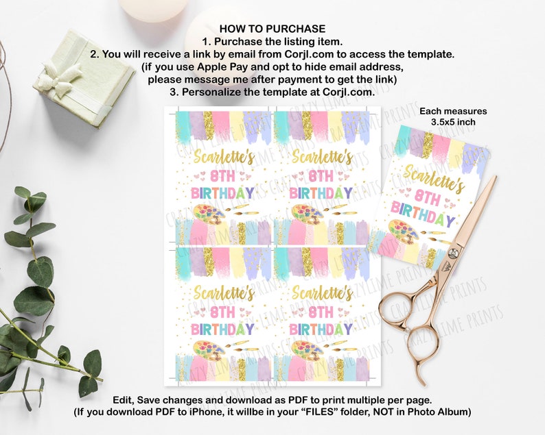 EDITABLE Girl Art Party Birthday Juice Pouch Label. Printable - Etsy