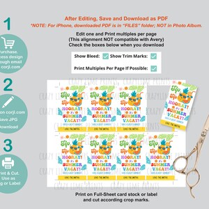 EDITABLE Sip Sip Hooray It's Summer Vacay Gift Tag. End of School Year ...