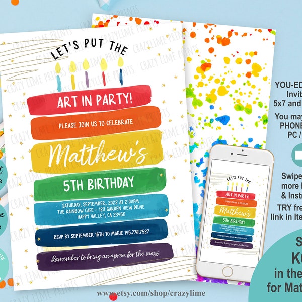 Kids Craft Party Invitation - Etsy