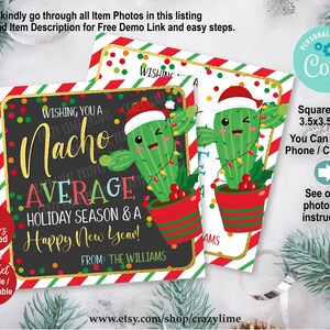 EDITABLE Christmas Gift Tag. Nacho Average Holiday Favor Tag. - Etsy