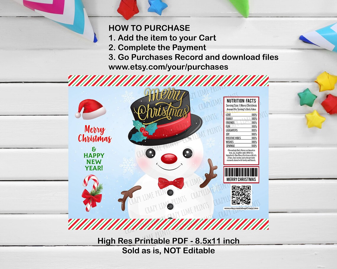 Christmas Chip Bag Wrapper. Printable Holiday Party Favors | Etsy