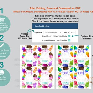 EDITABLE Popsicle Gift Tag. End of School Year Summer Freeze Pop Holder ...