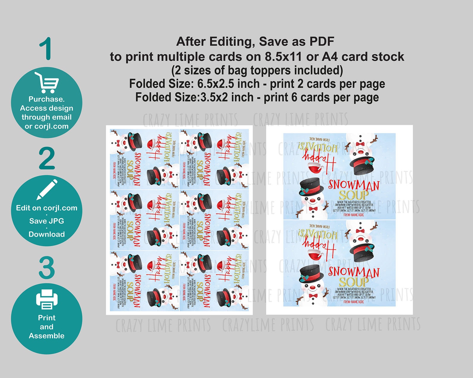 EDITABLE Snowman Soup Treat Bag Topper. Printable Kids Christmas Party ...