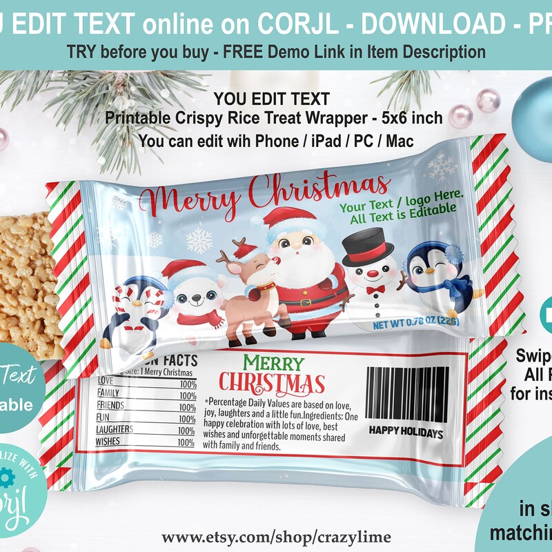 Christmas Rice Krispy Wrapper - Etsy