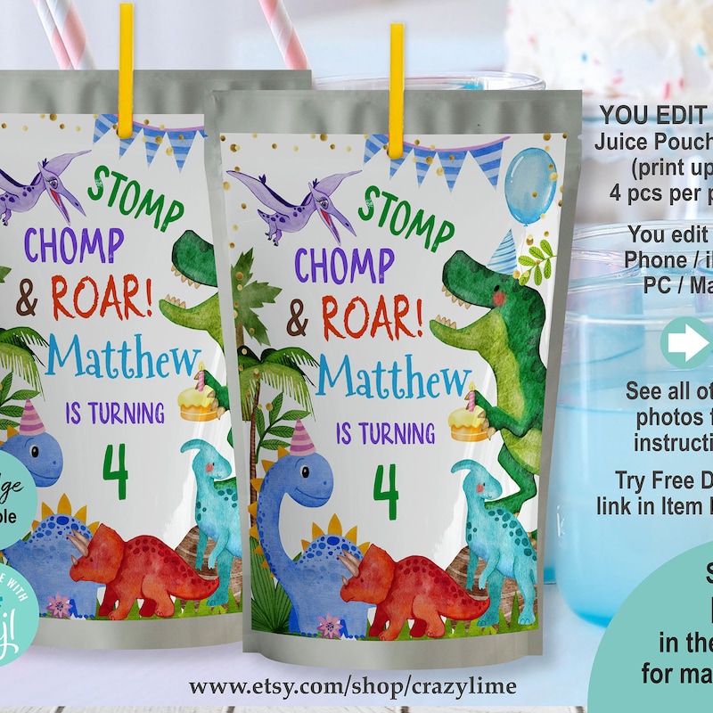 Dinosaur Labels - Etsy