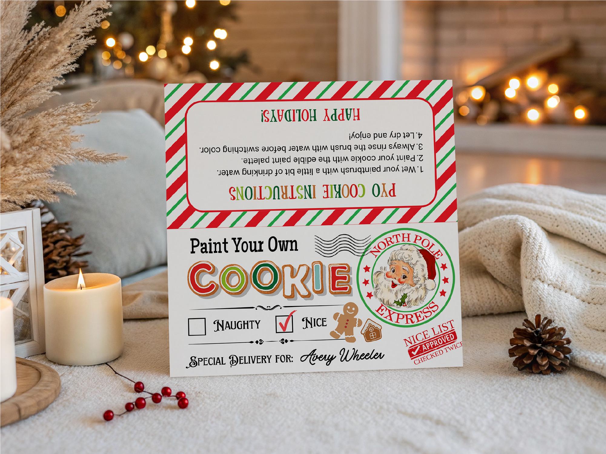 Christmas PYO Cookie Bag Toppers With Instruction Text. Printable Paint ...