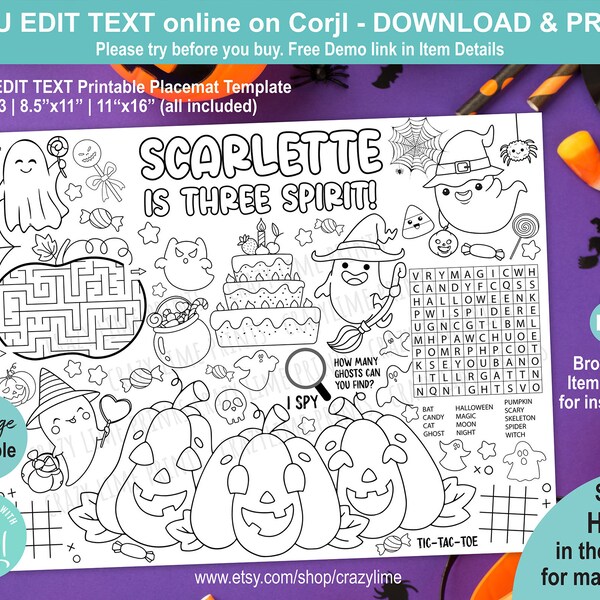 Halloween Placemat - Etsy