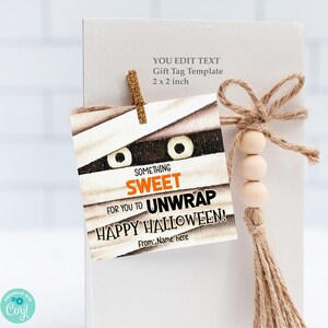 EDITABLE Halloween Treat Tag. Mummy Trick or Treat Costume Party Favors ...