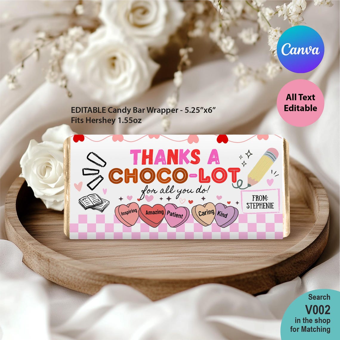 EDITABLE Valentine Chocolate Candy Bar Wrapper. 1.55 Oz Label. School ...