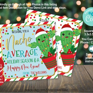 EDITABLE Christmas Gift Tag. Nacho Average Holiday Favor Tag. - Etsy