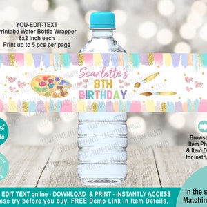 EDITABLE Pastel Art Painting Party Water Bottle Label Template ...