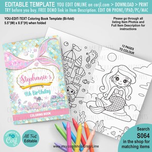 EDITABLE Mermaid Coloring Book. 8.5x11 Inch (5.5x8.5 Inch Folded ...