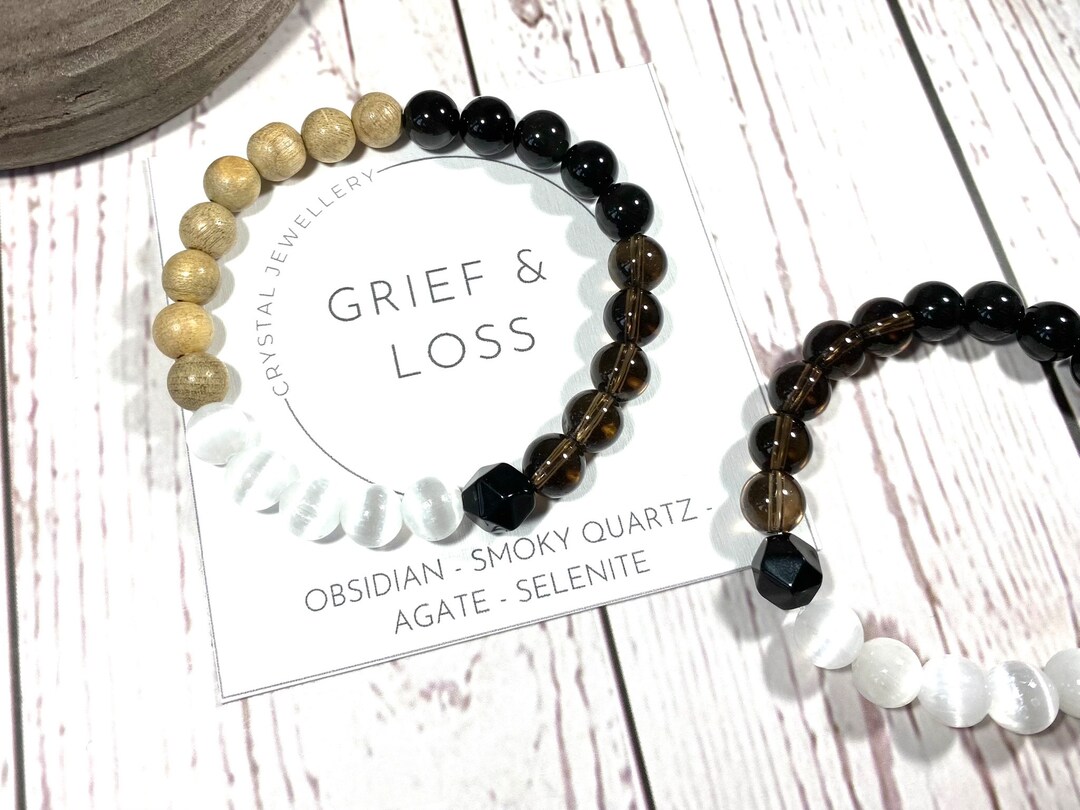 Grief and Loss Crystal Bracelet - Selenite, Smoky Quartz, Obsidian ...