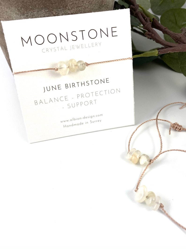 Moonstone June Birth Stone Crystal Bracelet Moonstone - Etsy UK