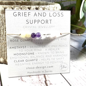 Grief Support Crystal Bracelet: Rose Quartz, Moonstone & Amethyst - Etsy